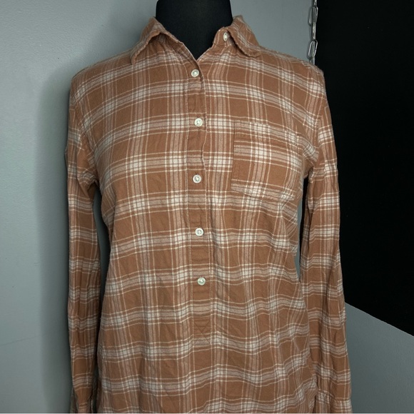 J. Crew | Tops | Jcrew Burntrusty Orange And Cream Flannel | Poshmark
